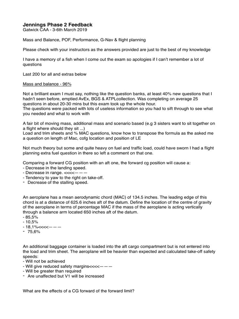 AFT Grade Sheet for M&B Fuels Exam | PDF | Flight Control Surfaces ...