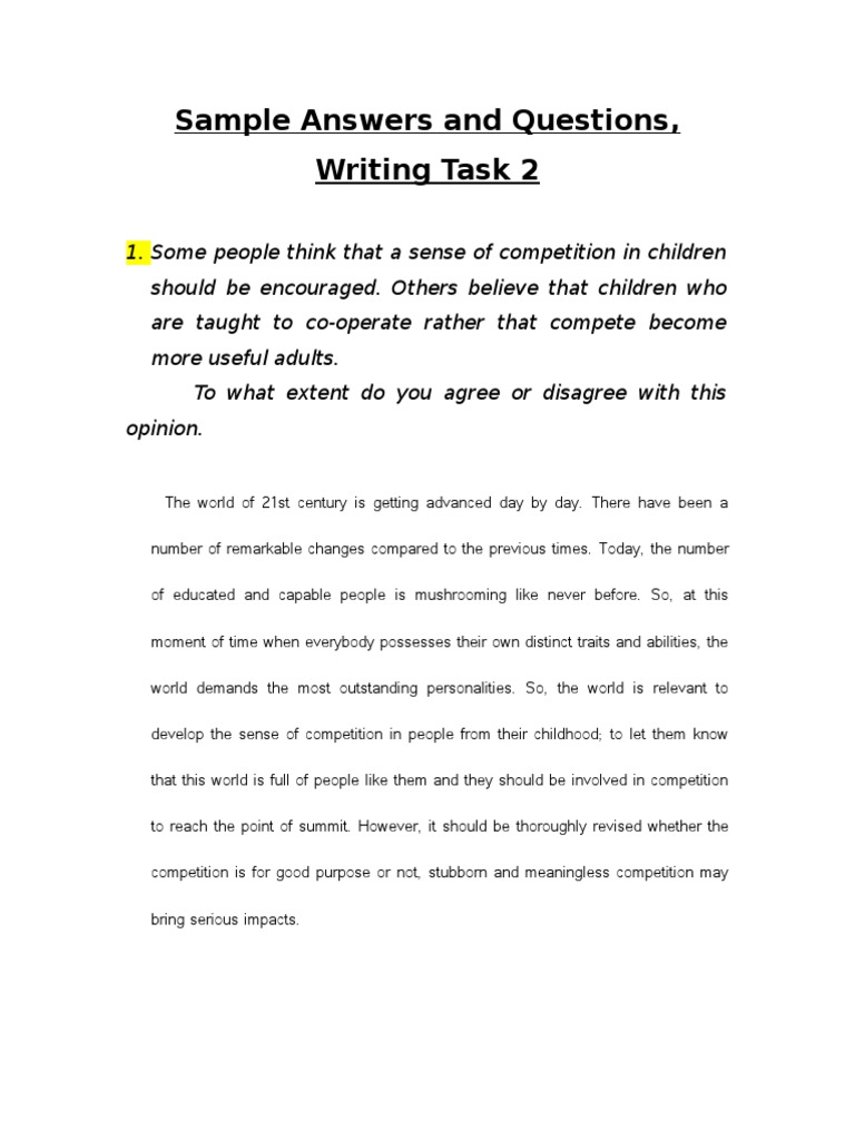 Sample Answers and Questions, Writing Task 2: To What Extent Do You ...