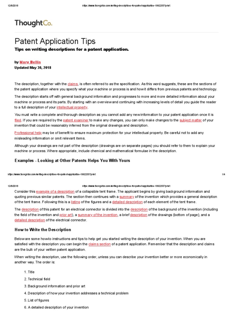 Writing Descriptions For Patent Application 1992255 | PDF | Patent ...