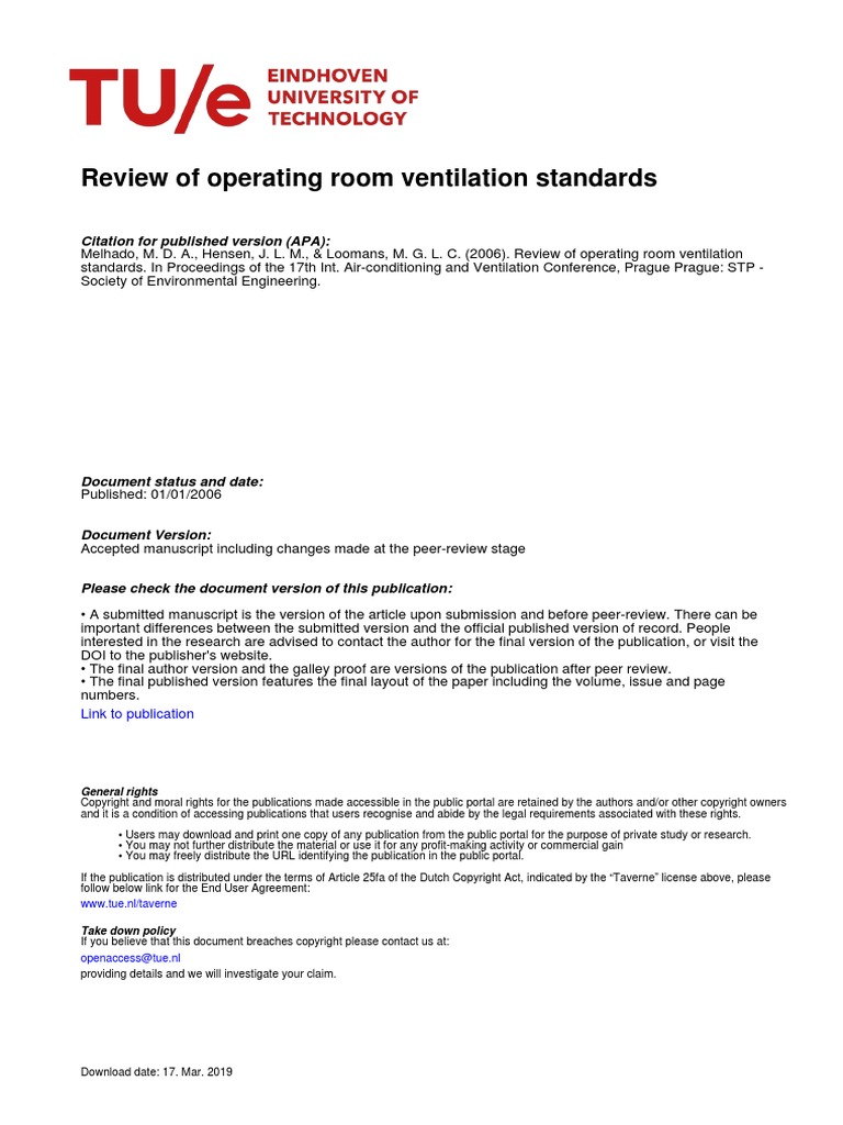 Review of Operating Room Ventilation Standards | PDF | Hvac | Surgery