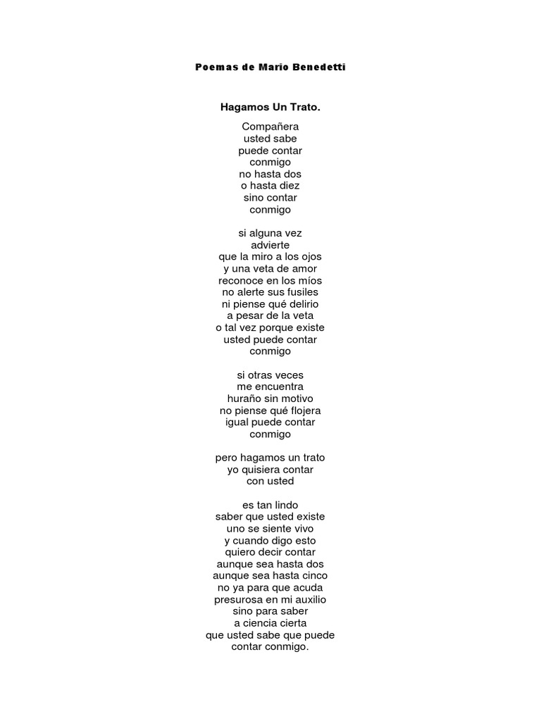 Poemas de Mario Benedetti | PDF | Amor | Religión y creencia