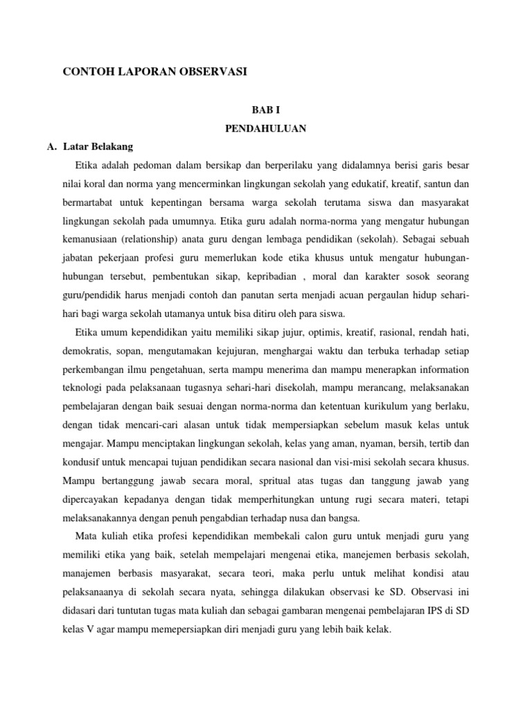 Contoh Laporan Observasi | PDF