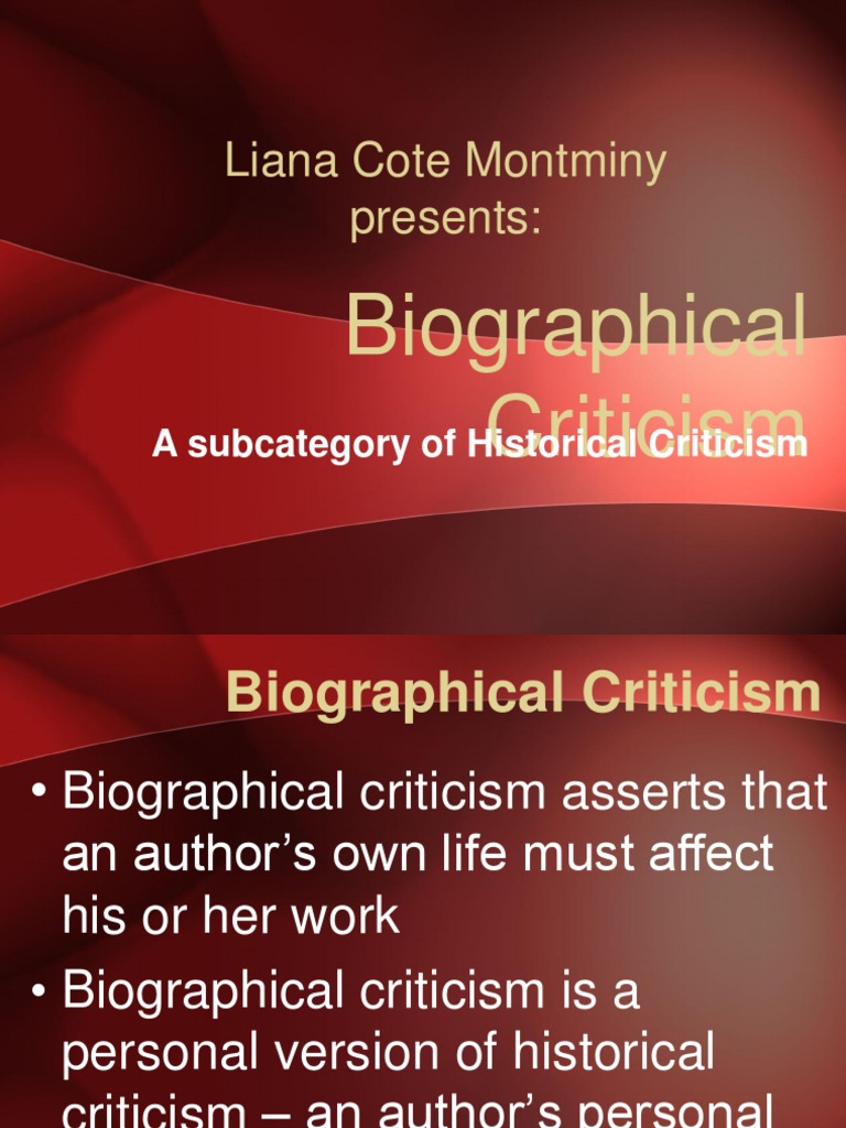 Biographical Criticism Explained | PDF