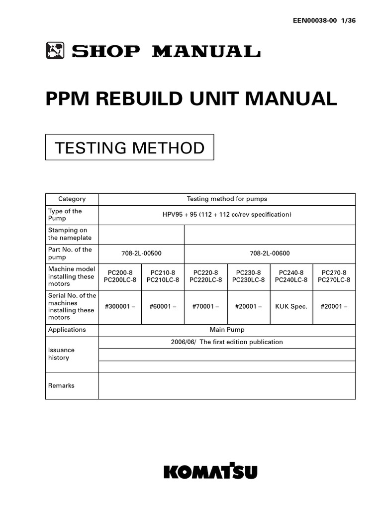 Pc200-8 Main Pump Test Method | PDF | Pump | Valve