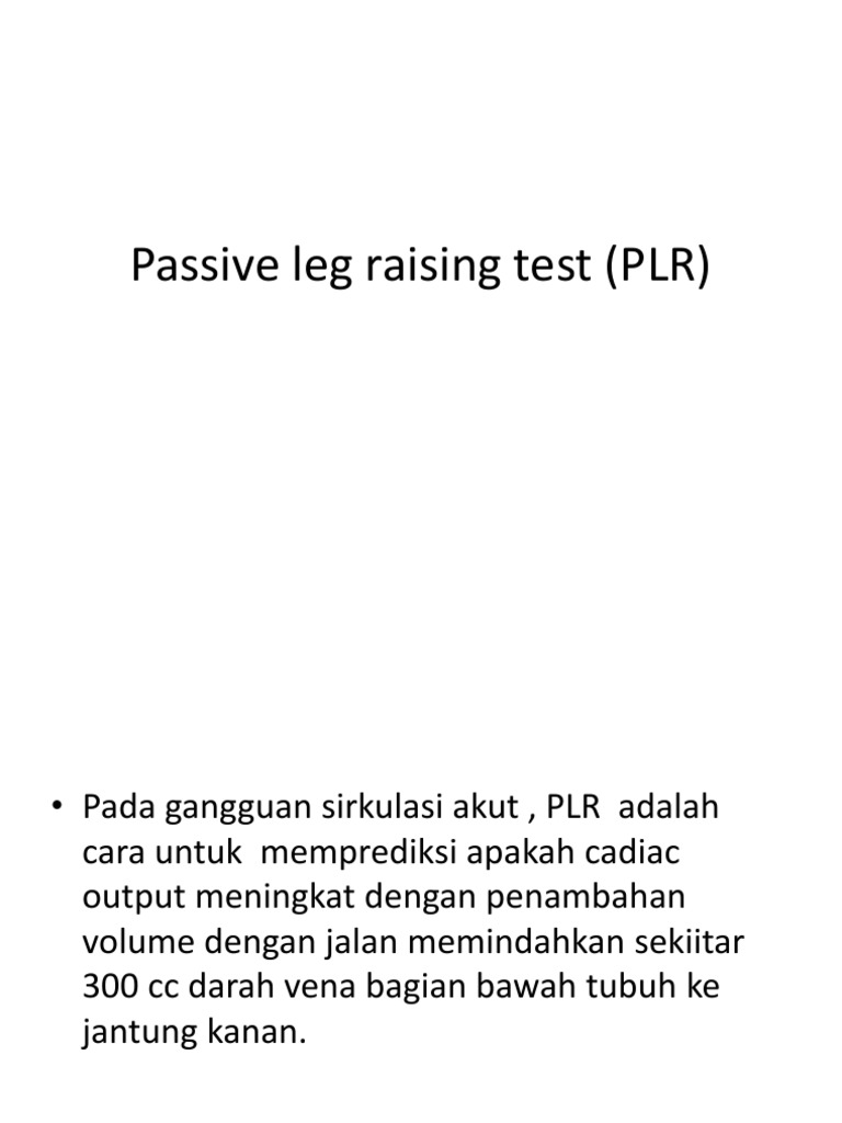 Passive Leg Raising Test (PLR) | PDF