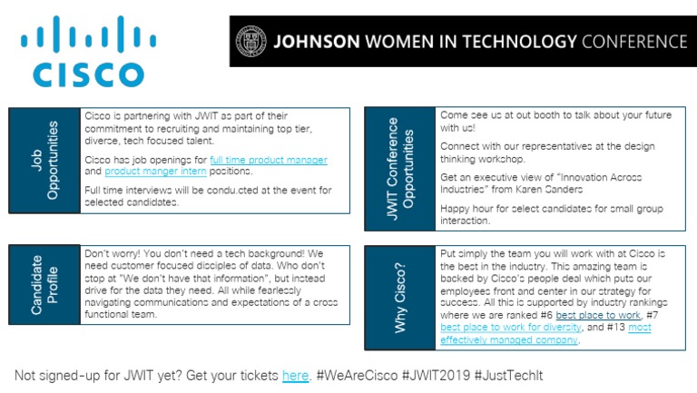 Not Signed-Up For Jwit Yet? Get Your Tickets - #Wearecisco #Jwit2019 # ...