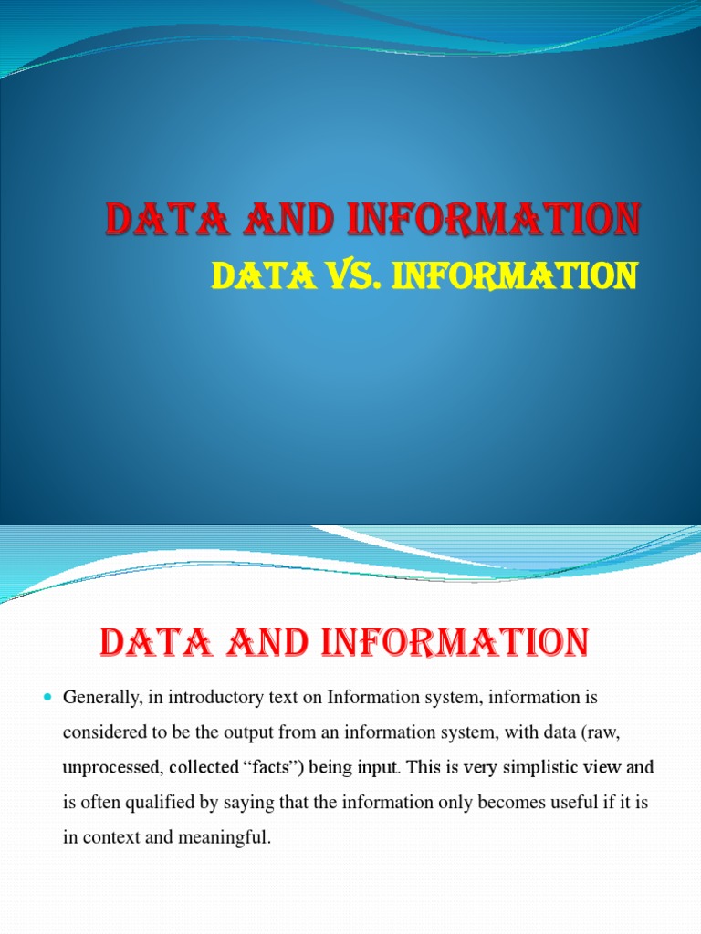 Data and Information | PDF | Information | Data