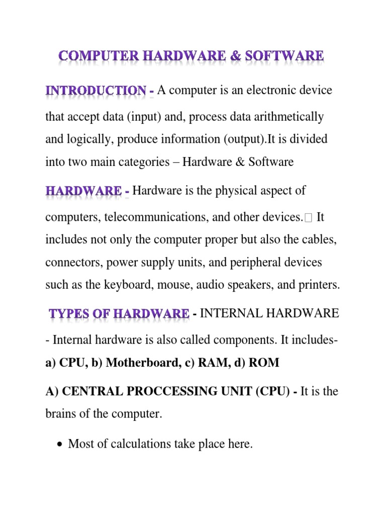 Computer Hardware & Software | PDF | Computer Hardware | Input/Output