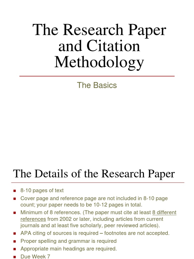 Research Paper & Citation Methodology | PDF | Citation | Academic ...