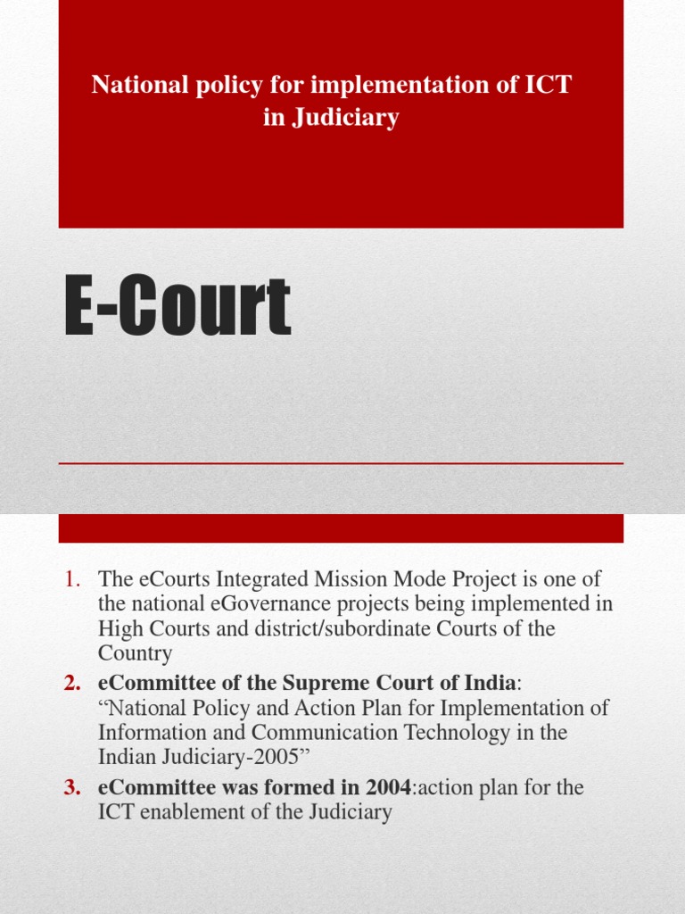 E-Courts Project: ICT in Indian Judiciary | PDF | Service Of Process ...