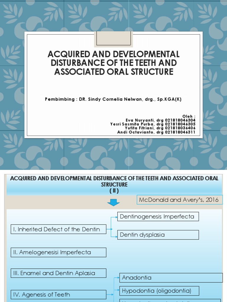 Acquired and Developmental Disturbance of The Teeth and | PDF ...