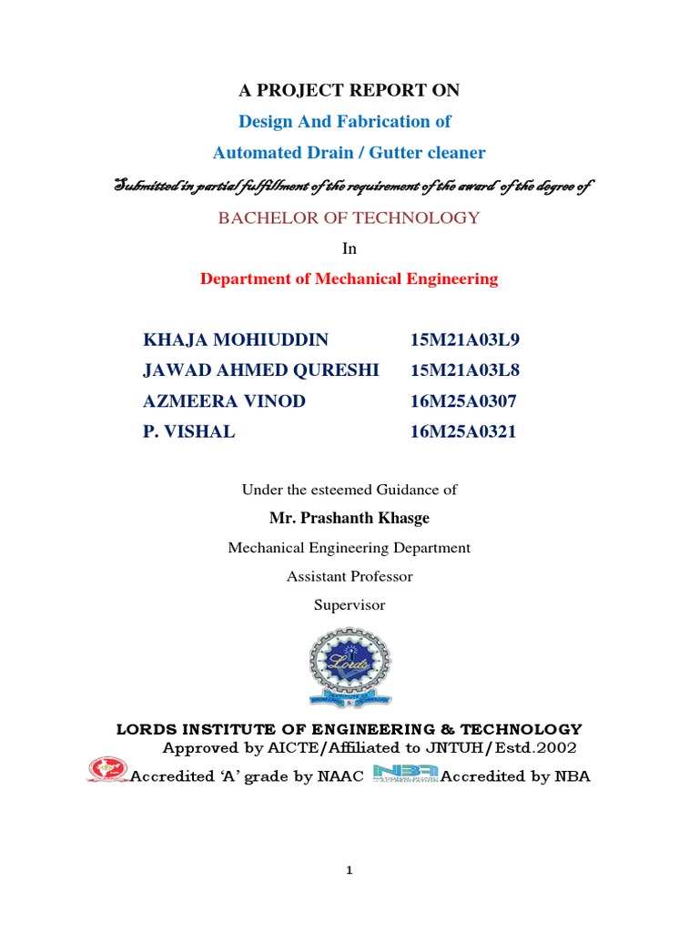 Design and Development of an Automated Drain and Gutter Cleaning System ...