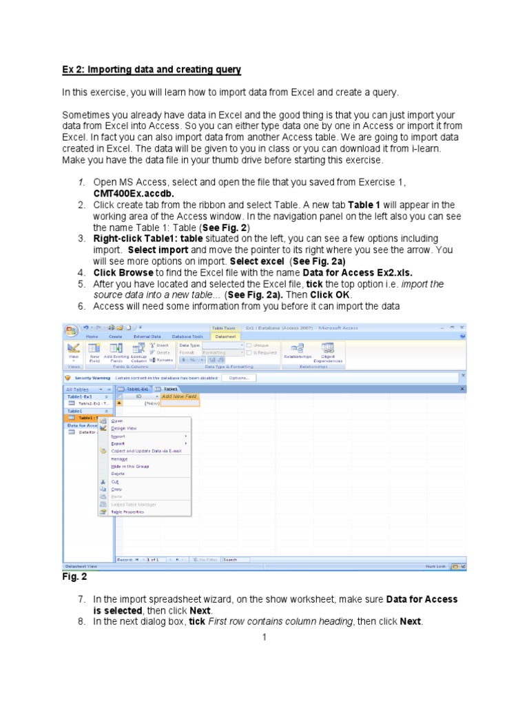 CMT400 Access Exercise2 | PDF | Microsoft Access | Microsoft Excel