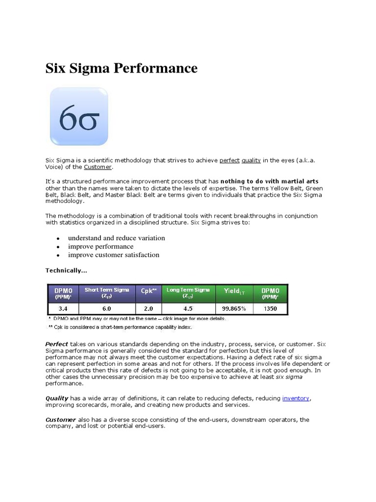 Six Sigma Performance | Download Free PDF | Design For Six Sigma | Six ...