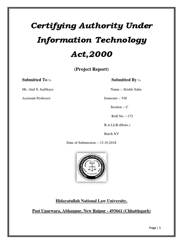 Analysis of the Role and Functions of Certifying Authorities Under the Information Technology ...