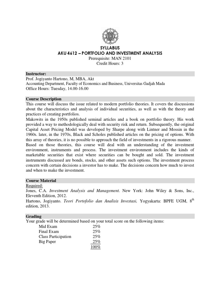 Investment Analysis Course Guide | PDF | Valuation (Finance) | Capital ...