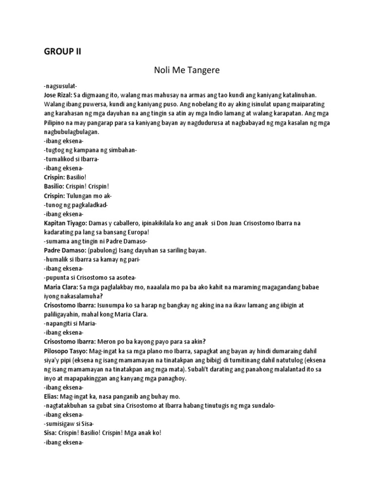 Noli Me Tangere Trailer Script | PDF