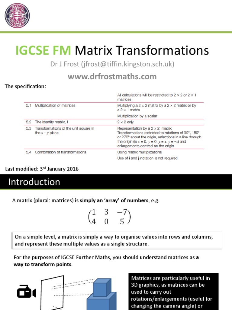 Understanding Matrix Transformations and Representations | PDF | Matrix ...