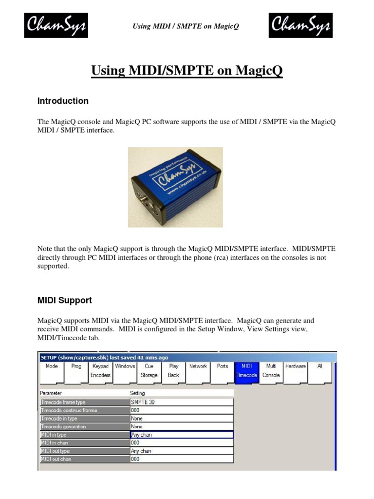 MagicQ MIDI/SMPTE | PDF | Electronic Engineering | Computing