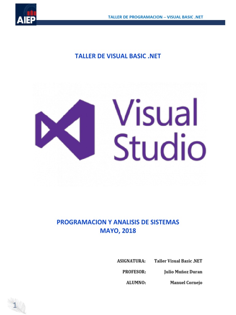 Visual Basic .NET Taller | PDF | .NET Framework | Básico