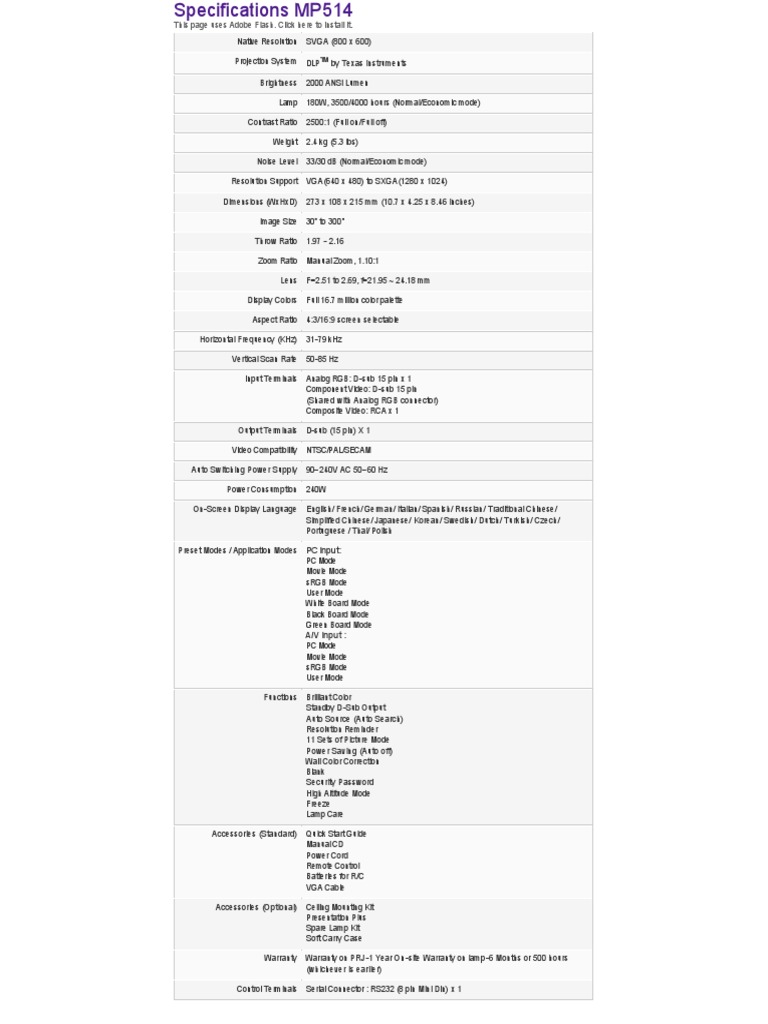 Benq MP514 | PDF | Rgb Color Model | Video