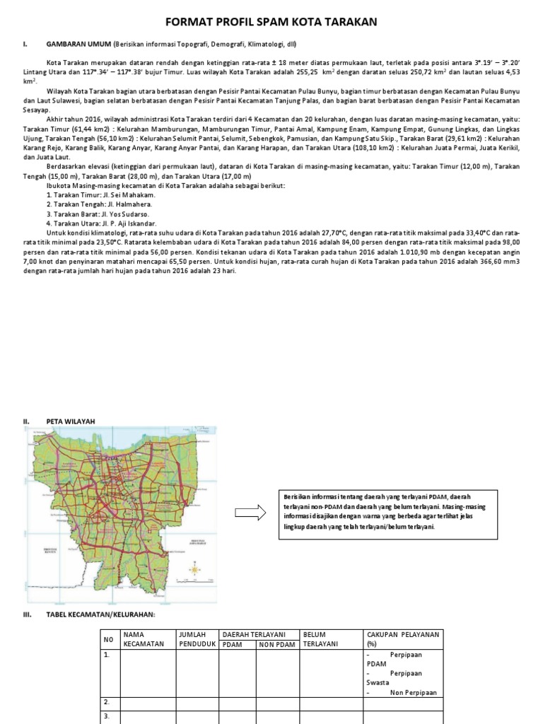 Format Profil Pdam Kota Tarakan | PDF