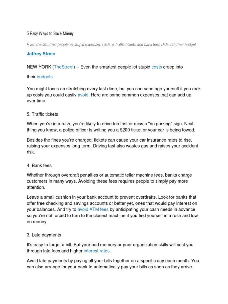 5 Easy Ways To Save Money | PDF | Fee | Subscription Business Model