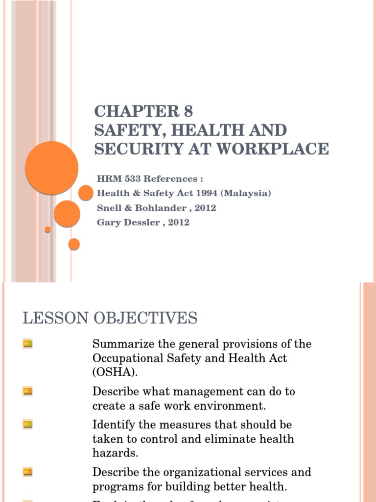 Chapter 8 Safety, Health and Security at Workplace | PDF | Occupational ...