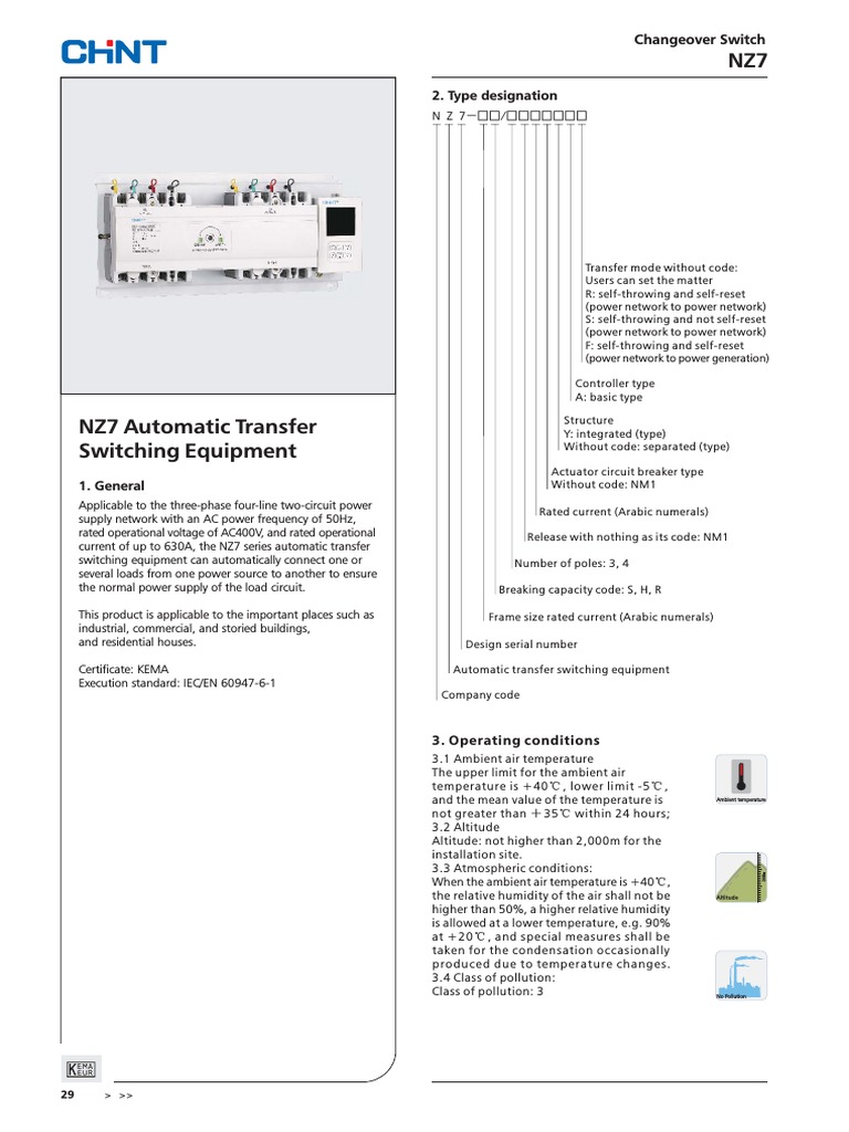Changeover Switch: Ambient Temperature | PDF | Switch | Power Supply