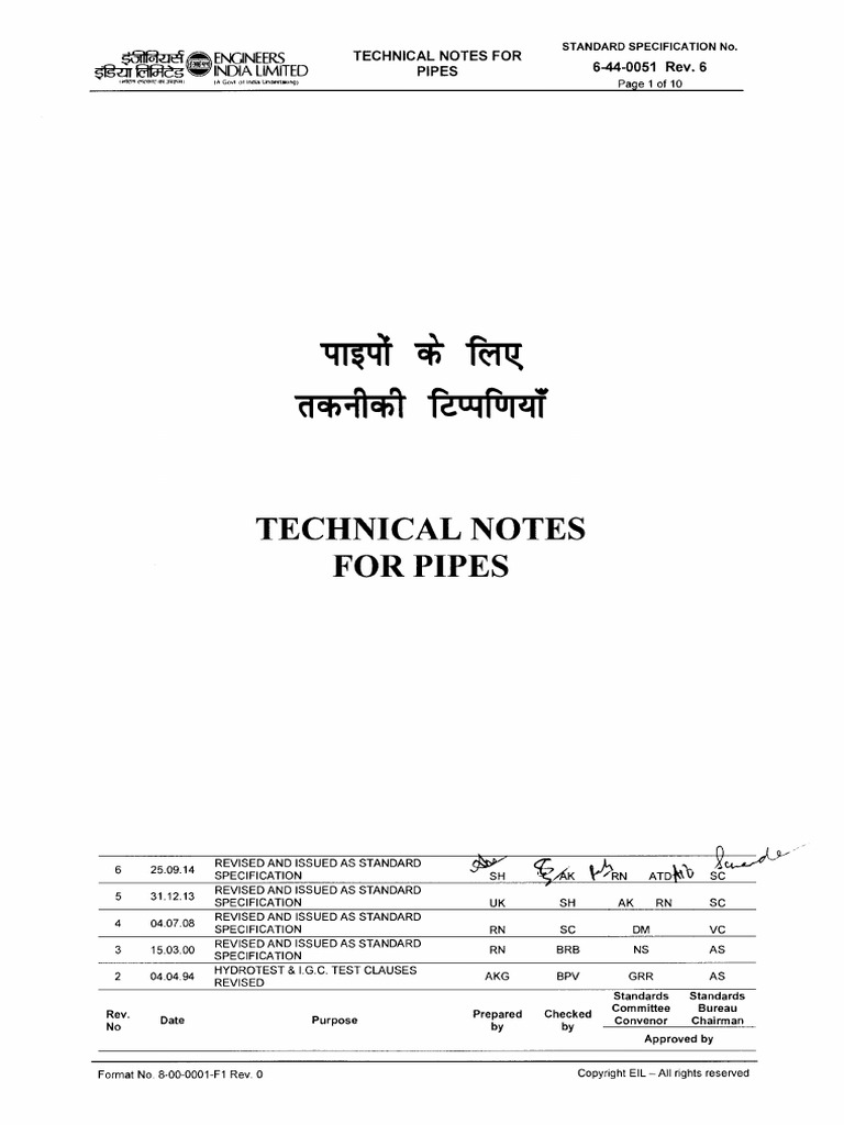 Technical Notes For Pipes | PDF | Heat Treating | Pipe (Fluid Conveyance)