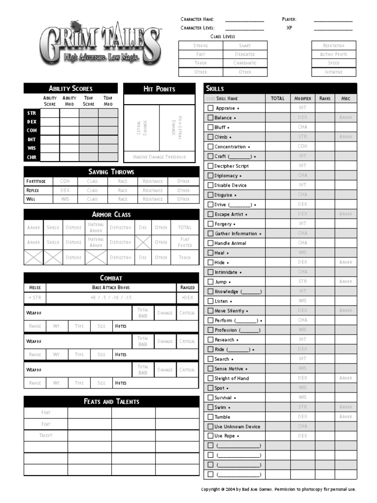 GT Character Sheet PDF | PDF | Role Playing | Gaming