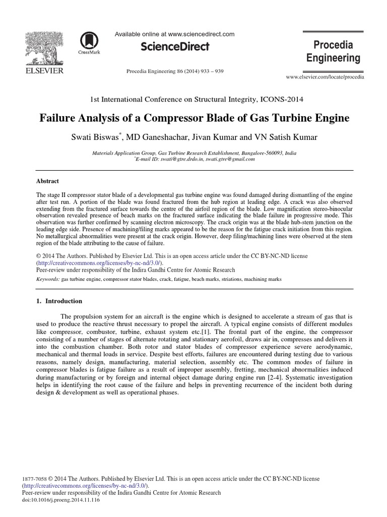 Failure Analysis of A Compressor Blade of Gas Turb | PDF | Fatigue ...