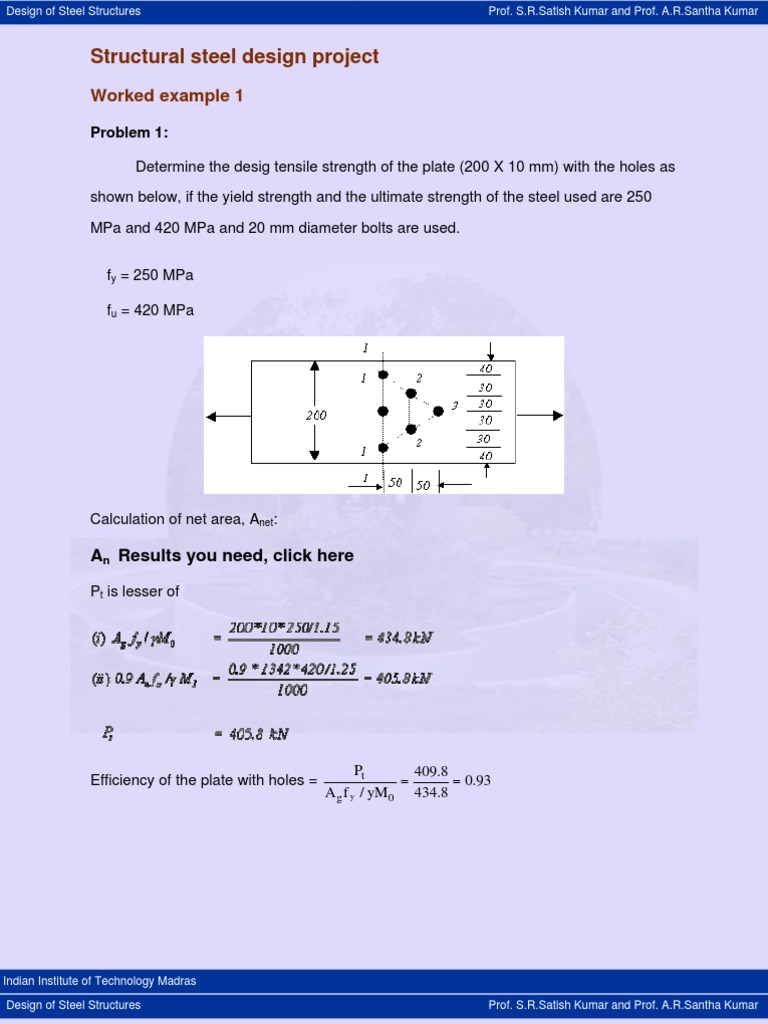 Structural Steel Design Project: Worked Example 1 | PDF