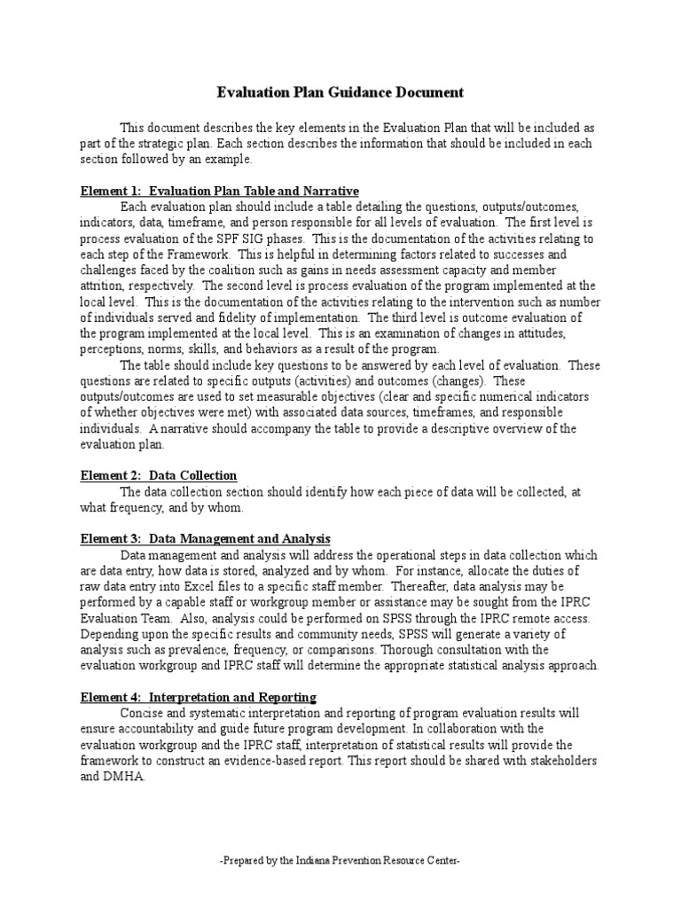 Sample Eval Plan | PDF | Data Analysis | Evaluation