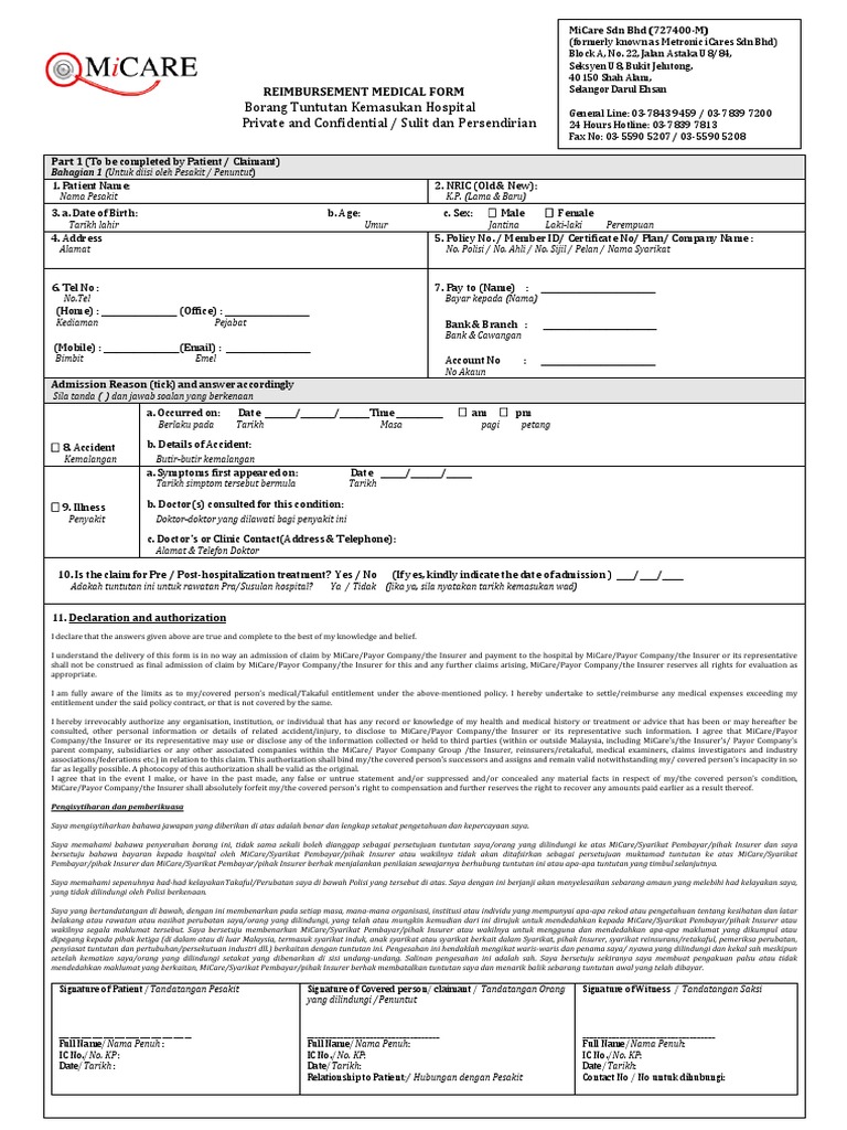 MiCare Claim Form | PDF | Insurance | Pregnancy
