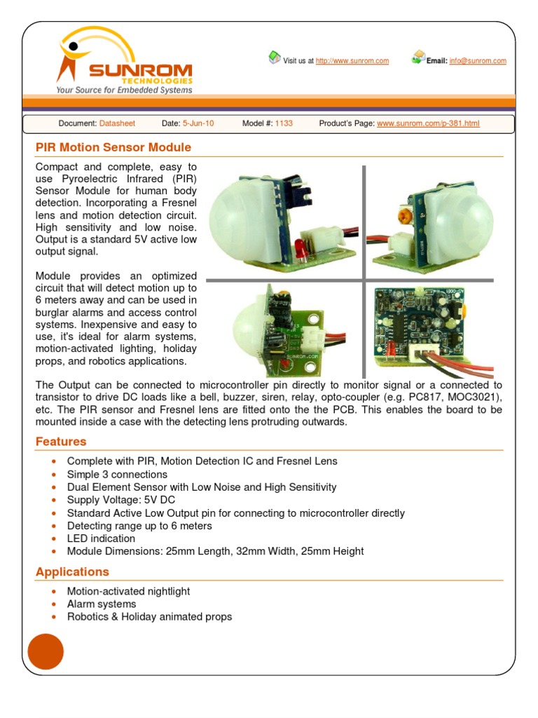 PIR Sensor | PDF | Sensor | Electrical Engineering