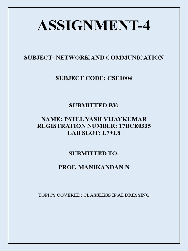 Assignment-4: Subject: Network and Communication | PDF | Internet ...