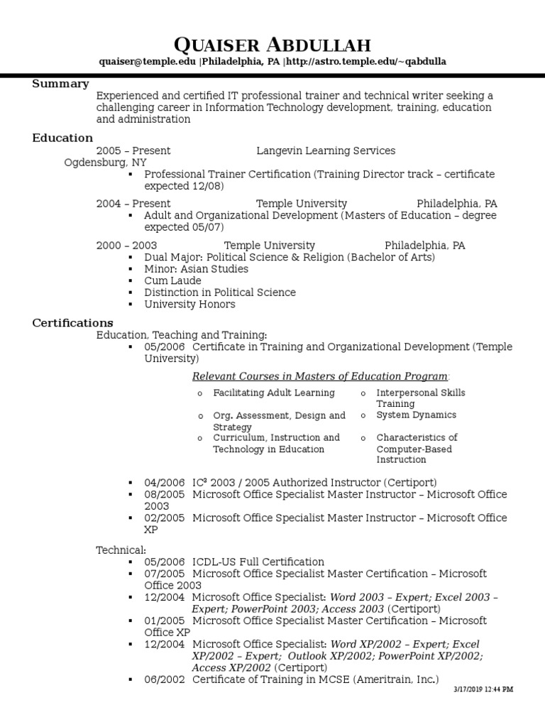 IT Technical Trainer | PDF | Technical Support | Schools