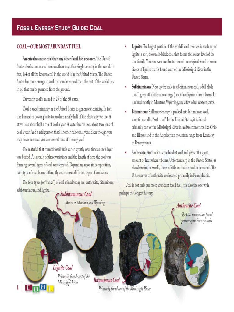 Fossil Energy Study Guide: Coal: Coal-Our Most Abundant Fuel | PDF ...
