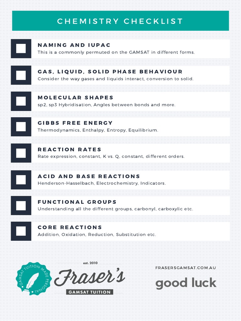 Chem Checklist | PDF