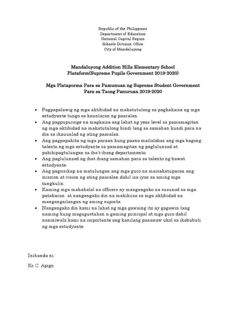 Plataporma NG Magdiwang Party List | PDF