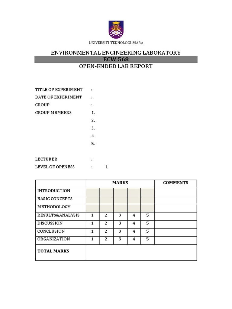 Environmental Engineering Lab Report Template | PDF