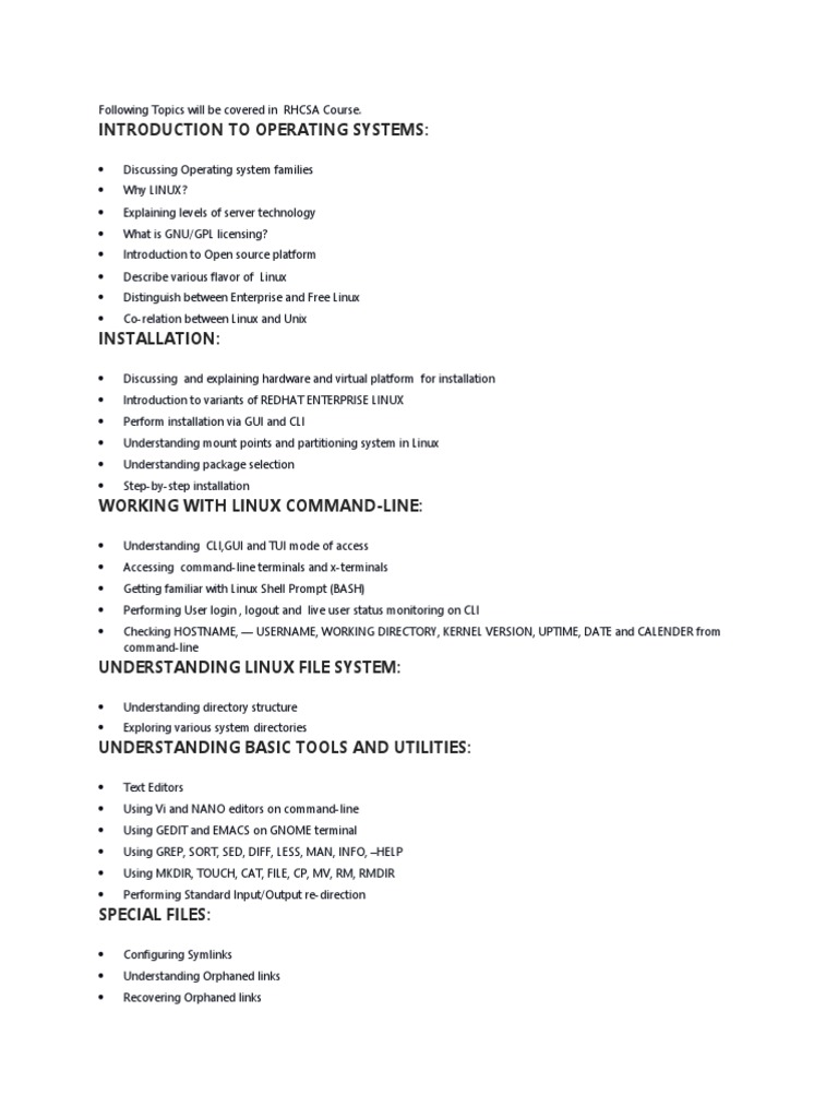 Redhat Linux Syllabus | PDF | Linux | Command Line Interface