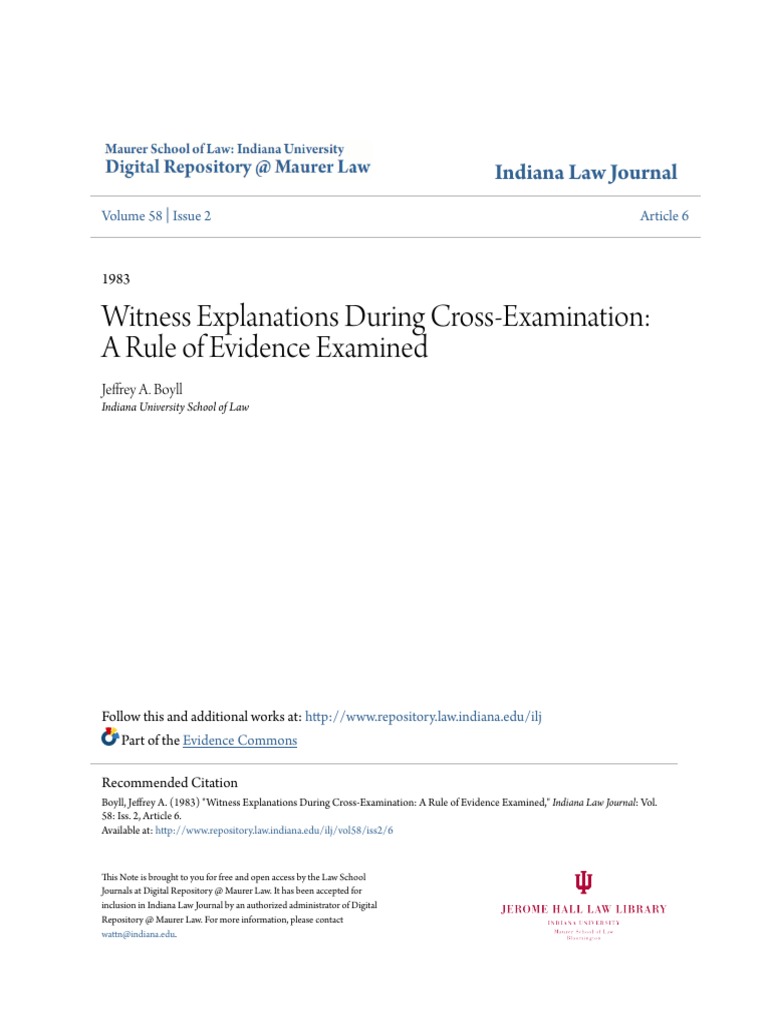 Witness Explanations During Cross-Examination - A Rule of Evidence PDF ...