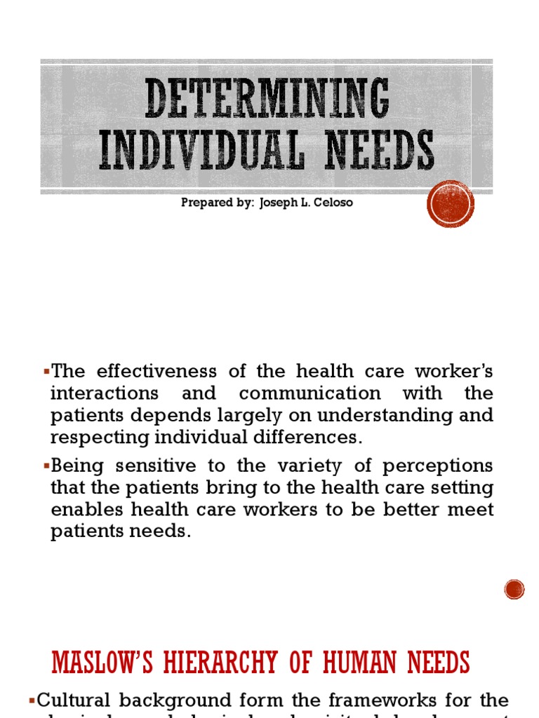 Understanding Individual Patient Needs | PDF | Self Actualization ...