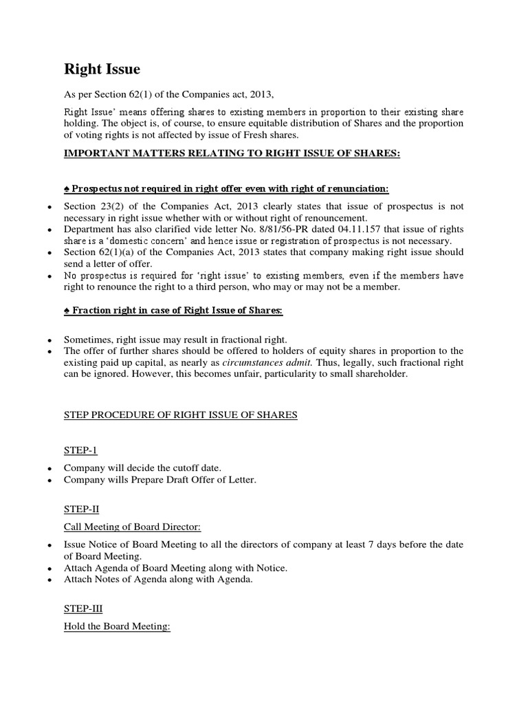 Right Issue and Private Placement | PDF | Securities (Finance) | Stocks