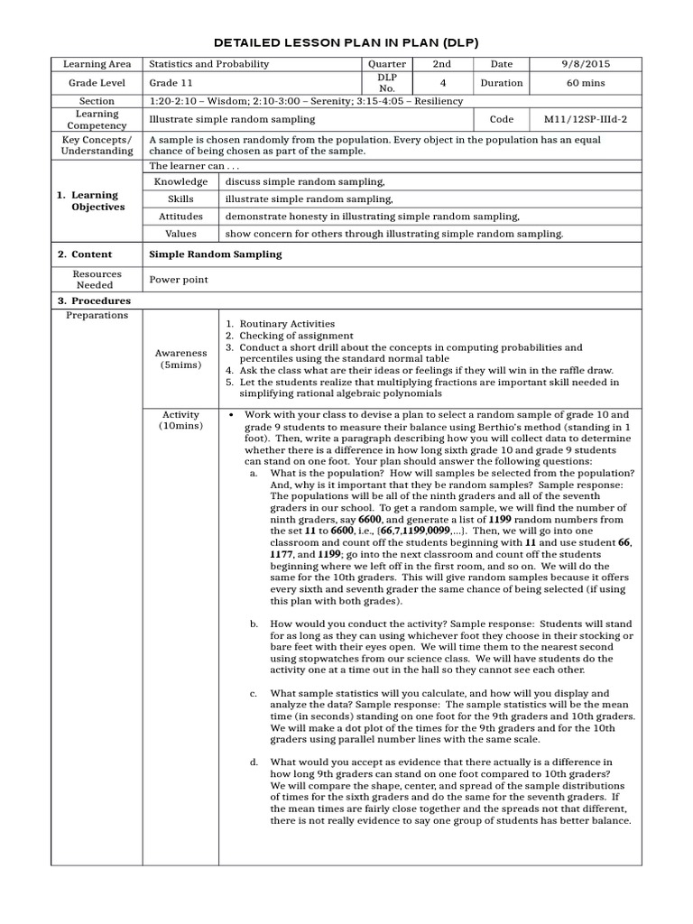Detailed Lesson Plan in Plan (DLP) : 1. Learning Objectives | PDF ...