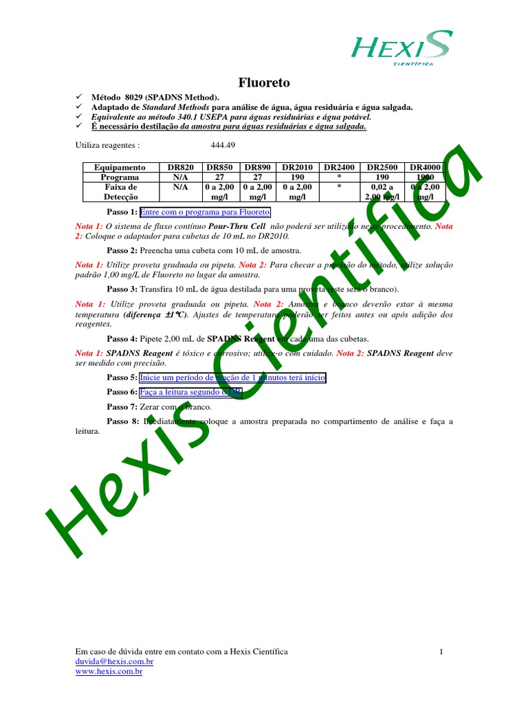 8029 (Spadns Method) | PDF | Ciências Físicas | Química