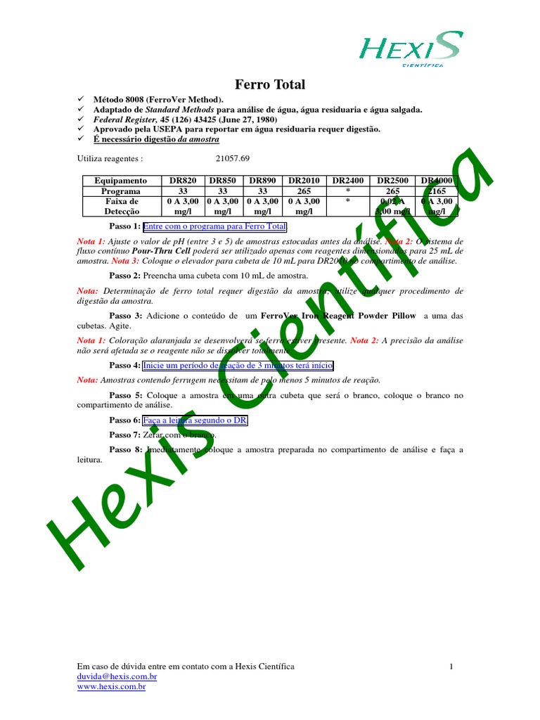 8008 (Ferrover Method) | PDF | Química | Natureza