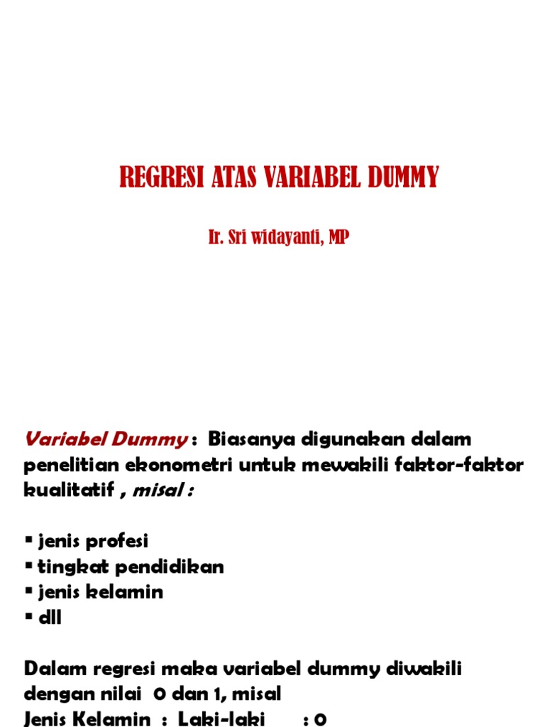 Regresi Variabel Dummy dalam Penelitian | PDF